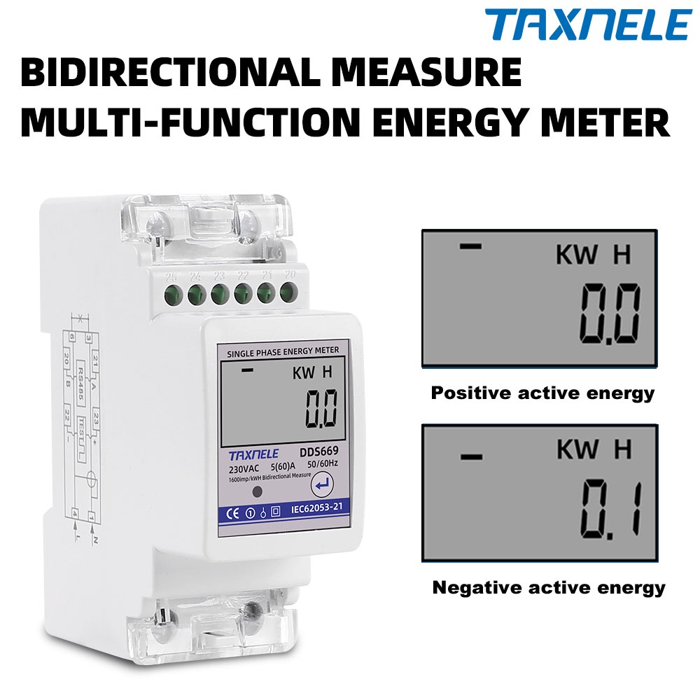 Multifunction 230V 60A Bi-directional Energy Meter Import Export KWH ...