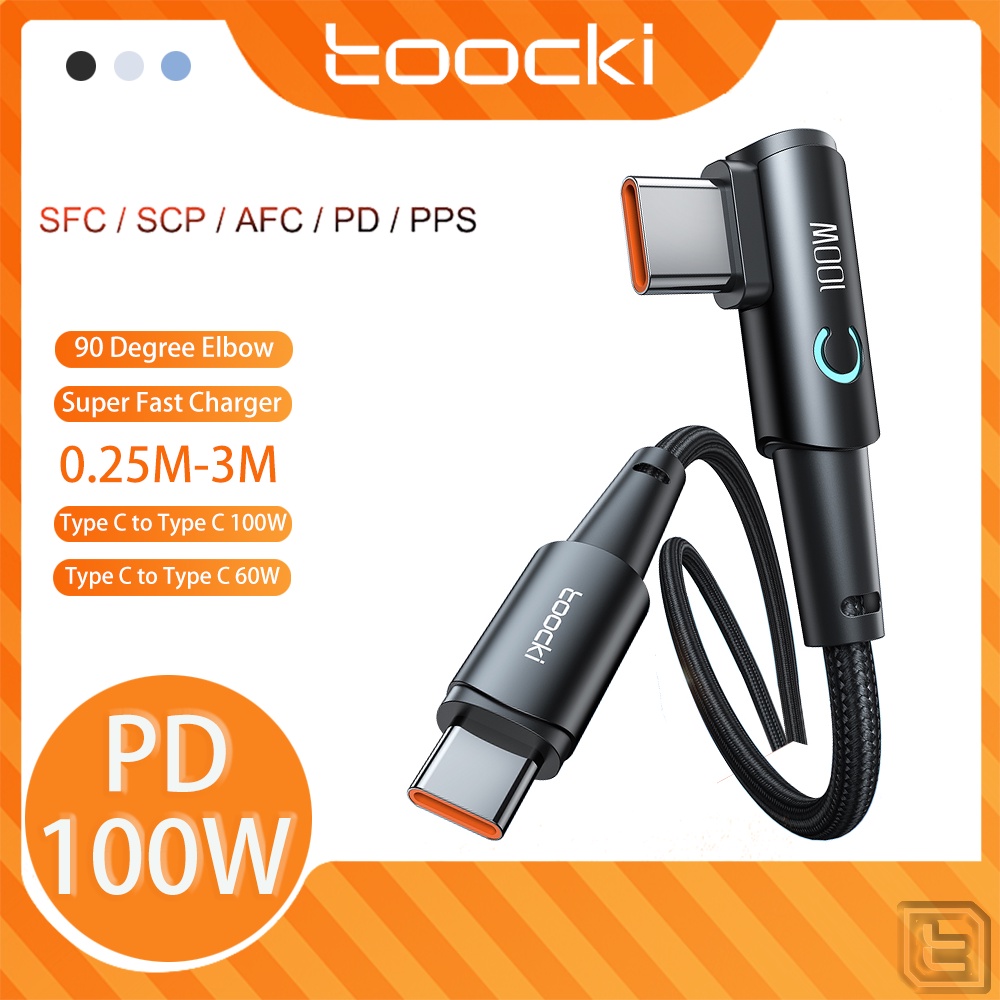 Toocki 100W 5A USB C Data Cable Type C to Type C Fast Charging Cable | Shopee Singapore