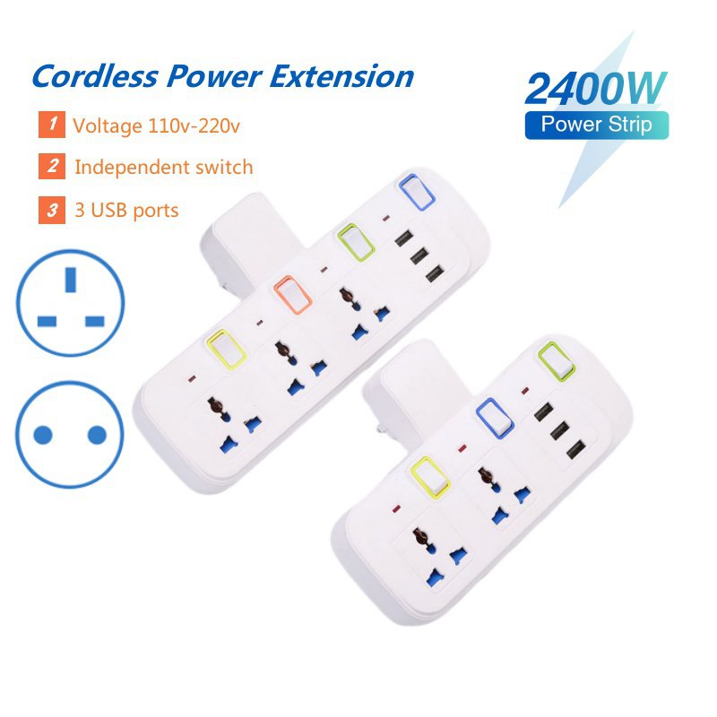 JM Cordless Power Extended Multi-Function Outlet with USB Porous Power ...