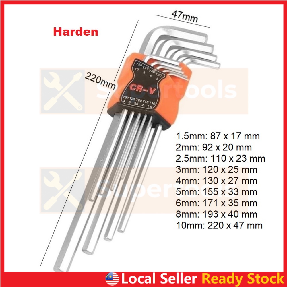 9 pcs Allen Key Wrench Set Ball Point Flat Head Hex Torx Star Extra ...
