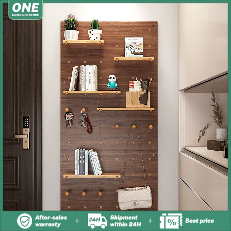 Pegboard Solid wood hole board wall shelves bedroom living room ...
