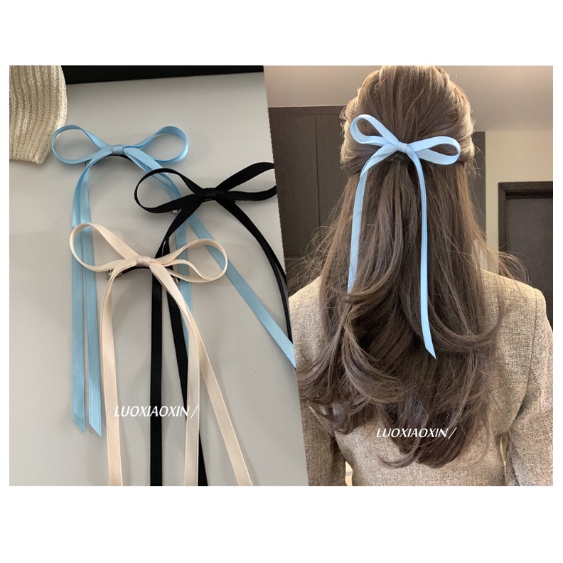Slim Ribbon Bow Korean ins Fresh Hair Clip Back Head Spring Accessories ...