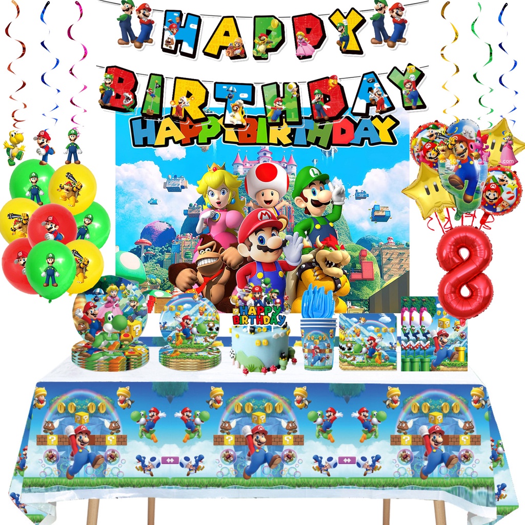 Super Mario Children's Party Decoration Theme Balloon Cake Topper ...