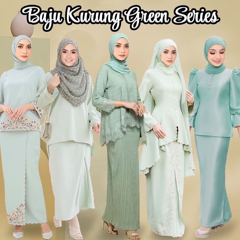 Baju Kurung Green Tea Baju Raya 2023 Baju Kebaya Nursing/Breastfeeding ...