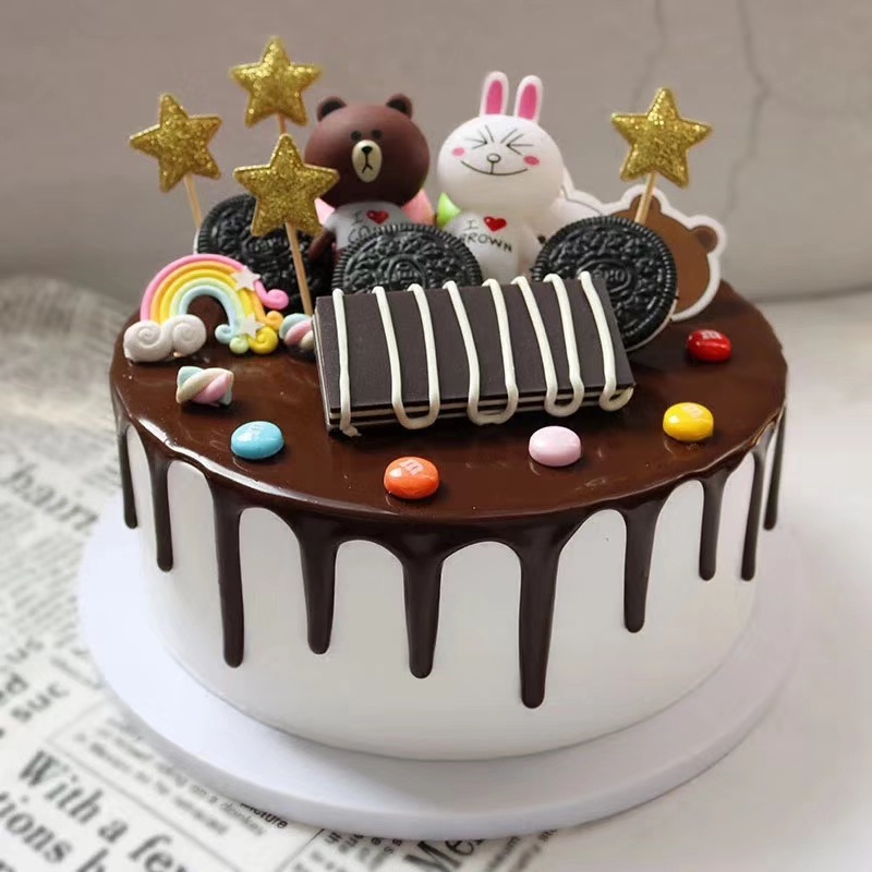 Bear rabbit toy topper adult birthday decoration party supplies baby ...