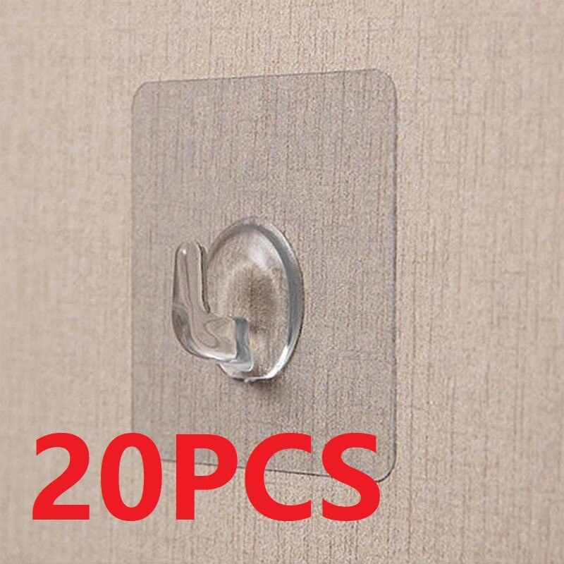Transparent Plastic Duty Wall Hook for Kitchen Bathroom Office No Trace ...