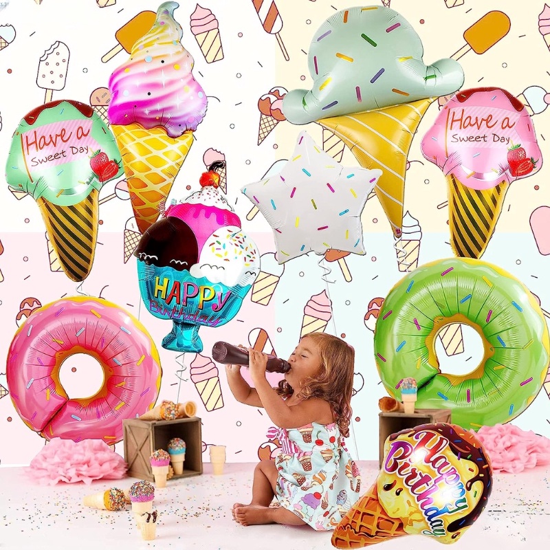 37" Ice Cream Doughnut Food Balloon Set Star Balloon Mylar Balloons ...