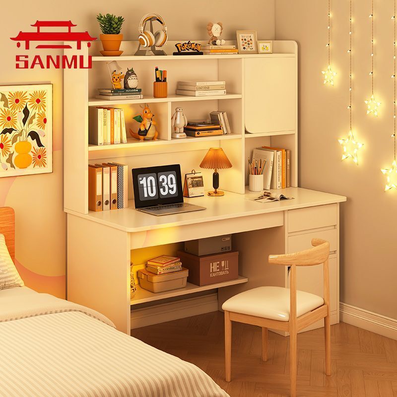 Study Table With Drawer Computer Desk With Bookshelf Writing Desk ...