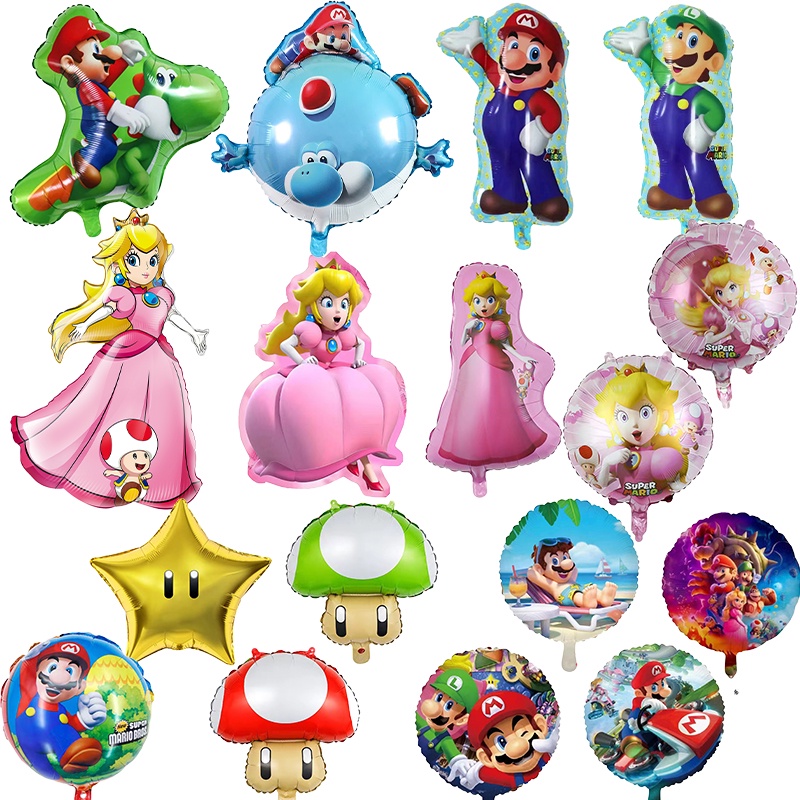 The Game Super Mario Princess Peach Foil Balloon Mario Birthday Party ...