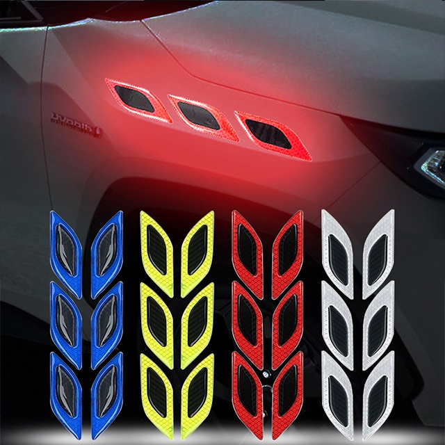 1 Set Of Car Reflective Carbon Fiber Stickers 3D Car Shape Reflective ...