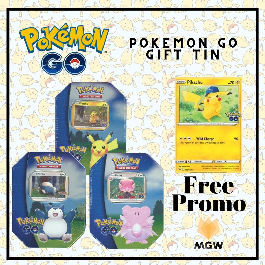 Pokémon TCG: Pokemon GO Gift Tin Set of 3 Pikachu Snorlax Blissey ...