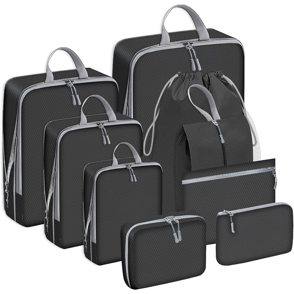 9 pcs Compression Packing Cubes for Suitcases Travel Organiser for ...