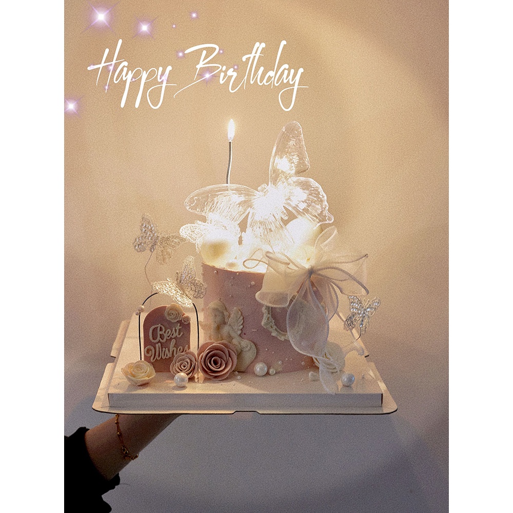 Led Butterfly Happy Birthday Cake Topper Wedding Bride Dessert ...