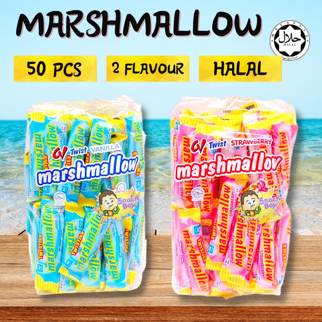50pcz CV Marshmallow Short Twist (Vanilla / Strawberry) | Shopee Singapore