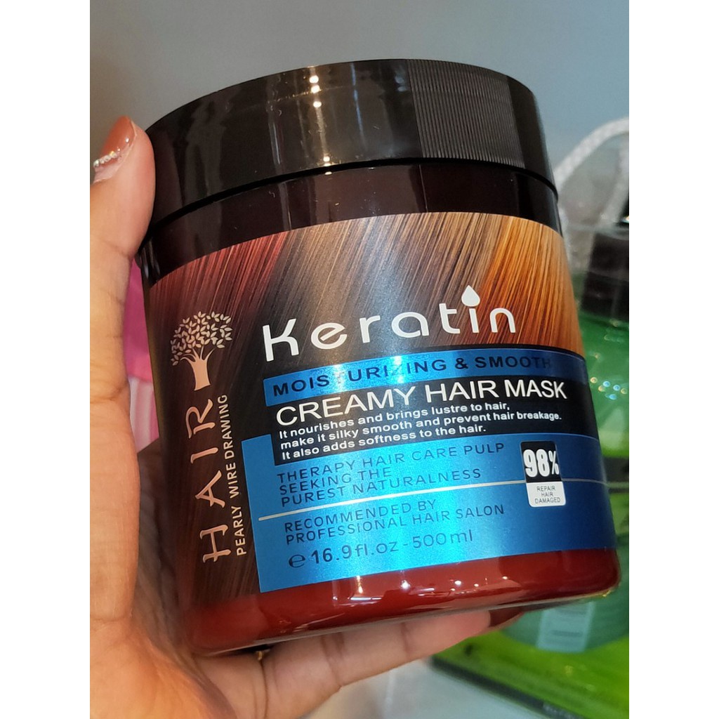 Keratin Moisturizing And Smoothing Creamy Hair Mask Organ Oil Spa Hair Treatment 500ml Shopee