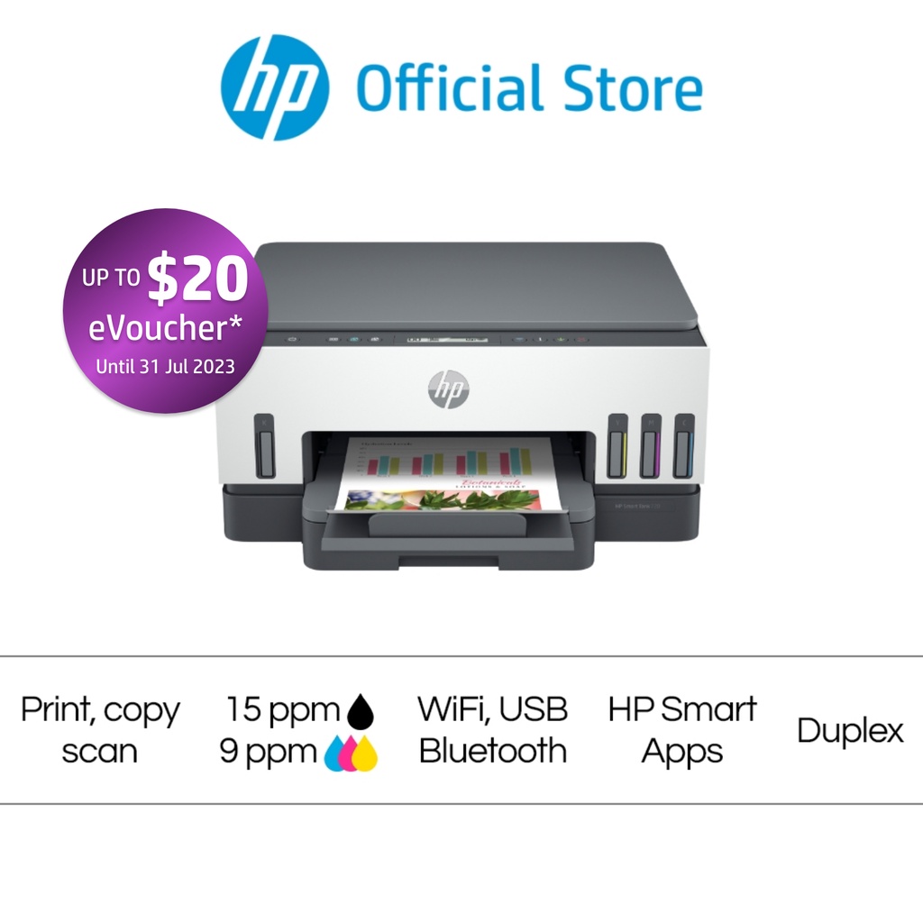 HP Smart Ink Tank 720 Wireless All-in-One Color Inkjet Printer / Print ...