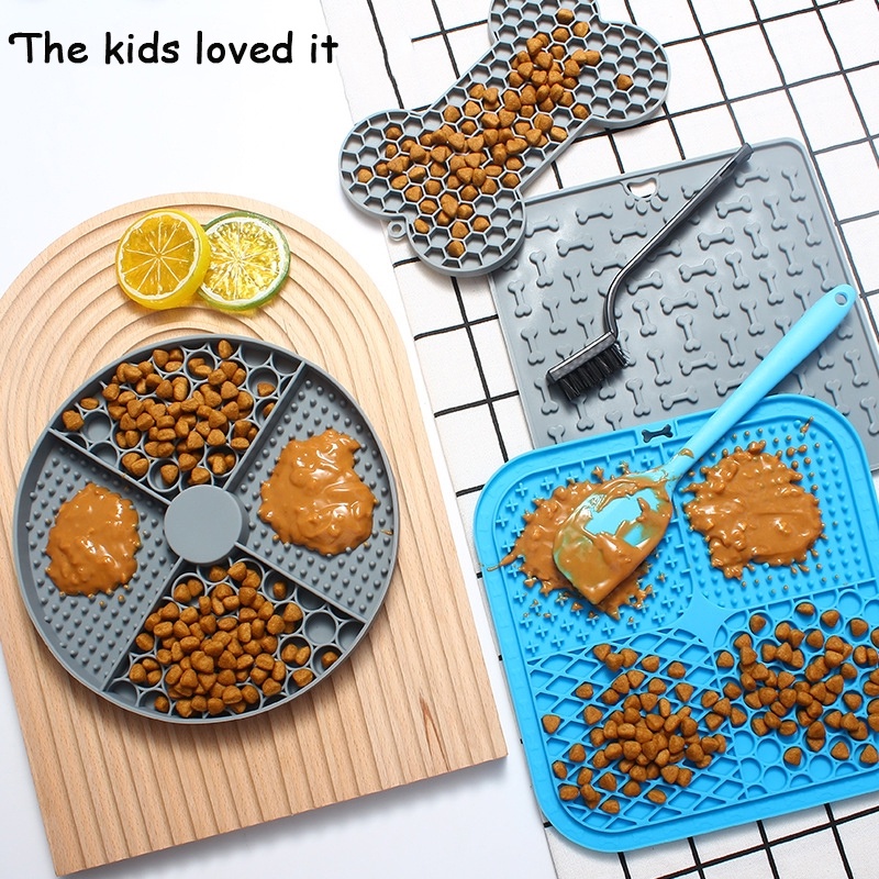 Pet Slow food mat Food grade silicone safe odorless with suction cups a ...