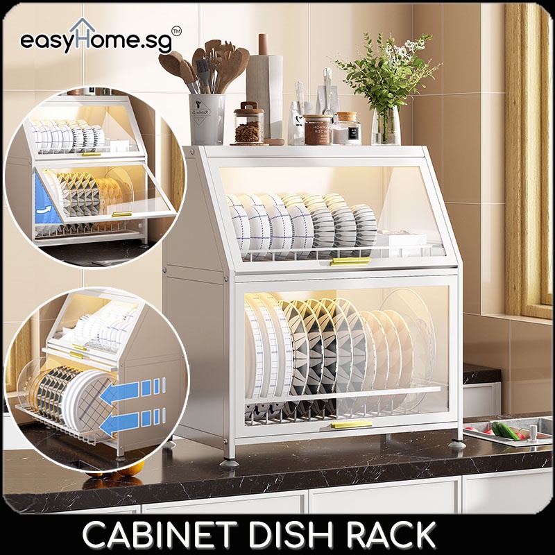 Easyhome.sg Cabinet Dish Rack Kitchen Organiser Storage Shelf Kitchen ...