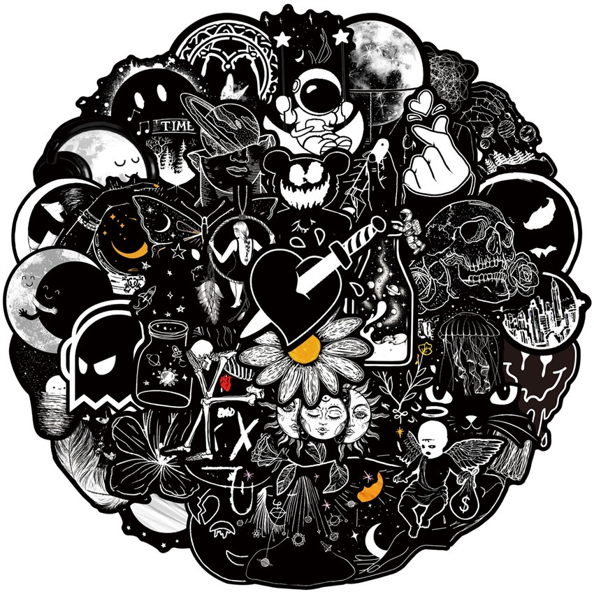 50Pcs/Set Funny HipHop . Black Art Series 01 Stickers DIY Fashion ...