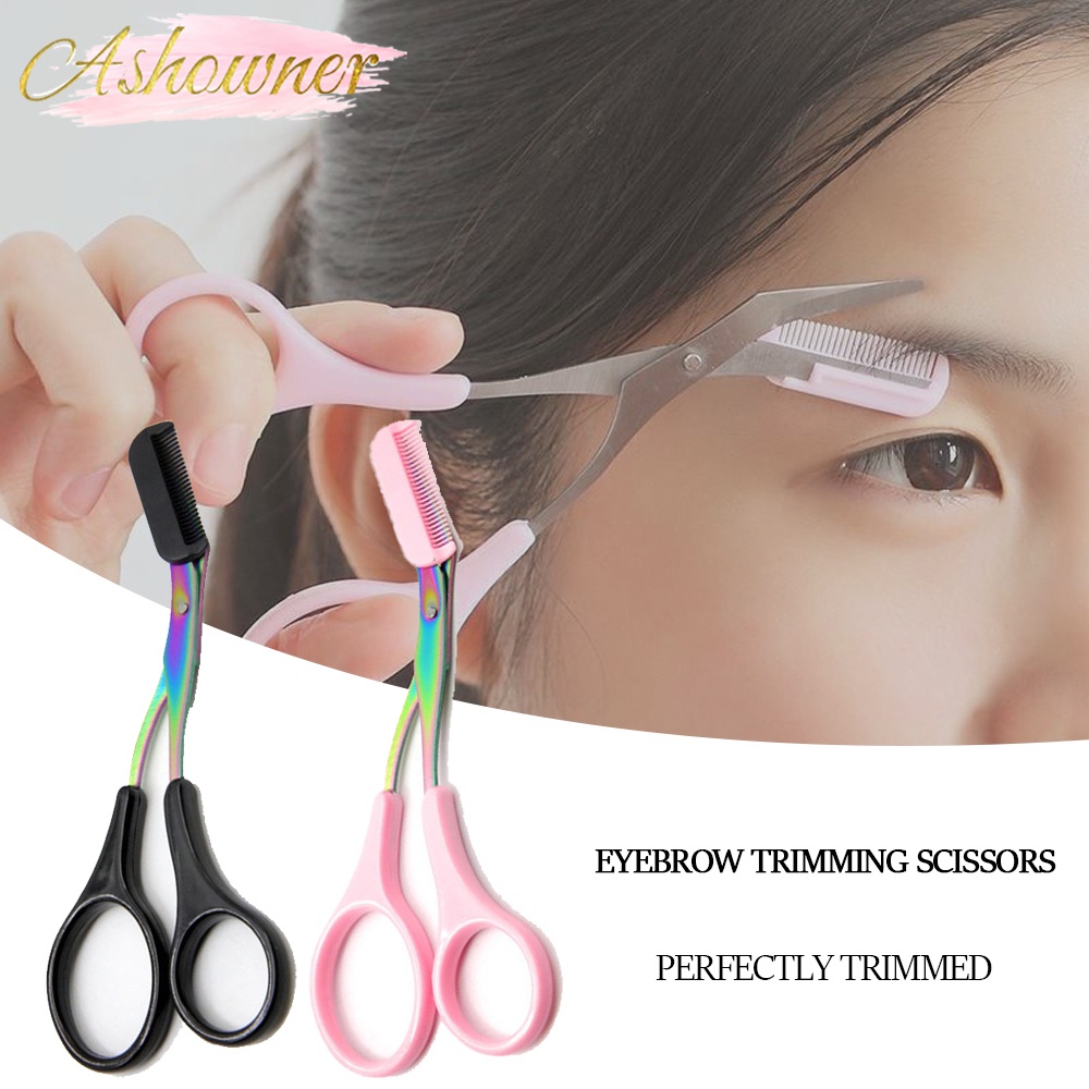 Stainless Steel Eyebrow Trimmer Scissor with Comb for Women Eyebrow ...