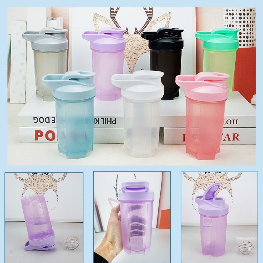 400ML/500ML Water Bottle Protein powder shake cup Drink Plastic Leak ...