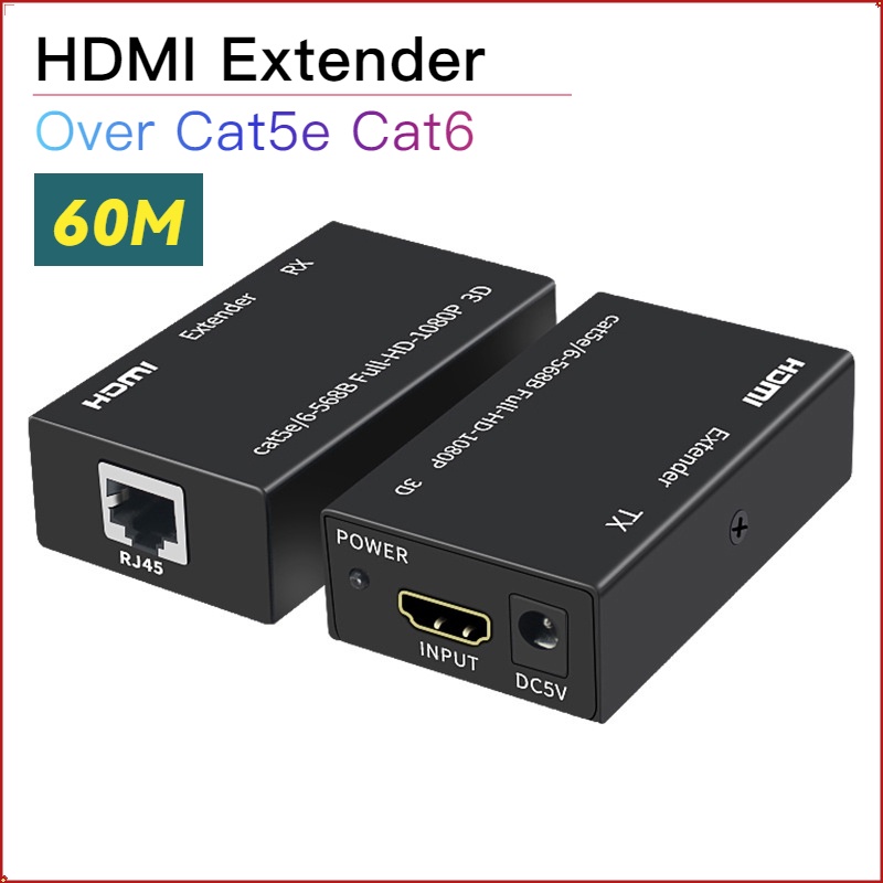 1080P HDMI Extender 60M over Cat5e Cat6 Ethernet IP TCP up to 60M HDMI ...