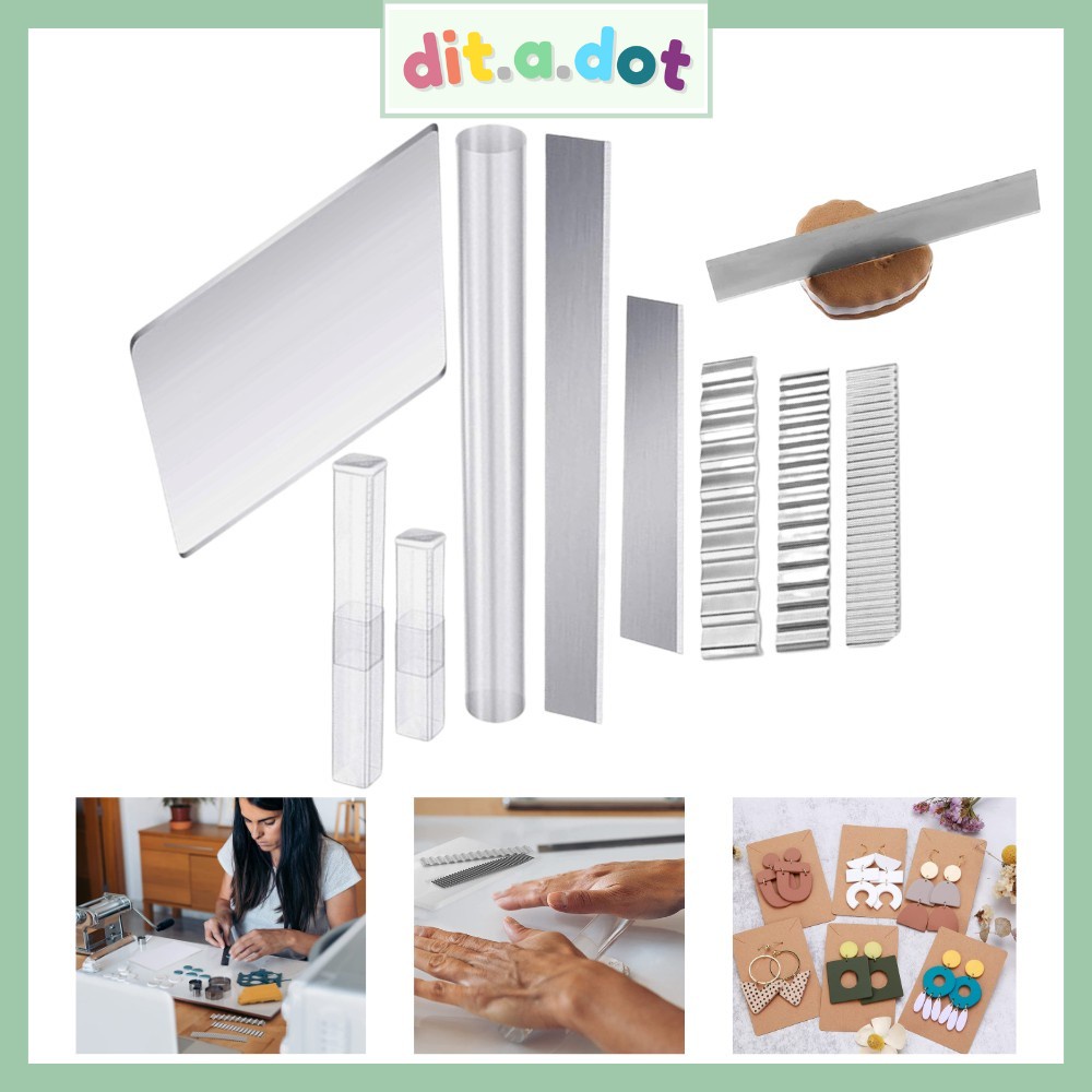 [SG] DitaDot 9pcs Polymer Clay Tools Set Acrylic Rolling Pin Acrylic ...