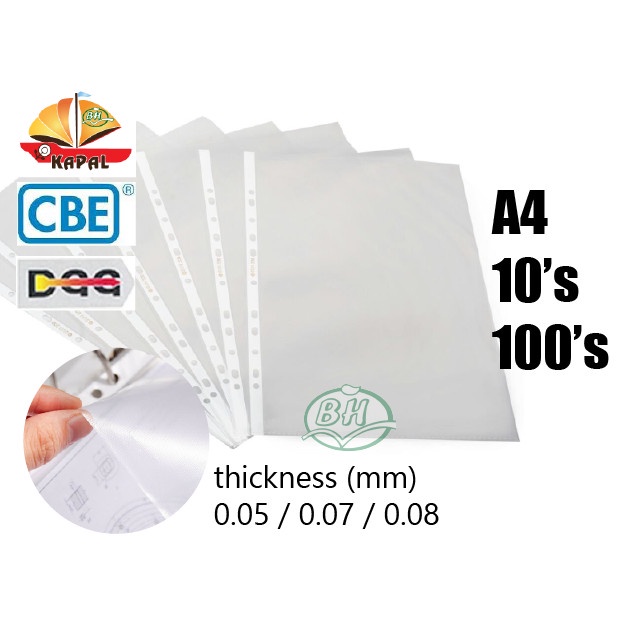 A4 Size Clear Sheet Protectors 11 Holes 100S PP Plastic Refill Sheets ...
