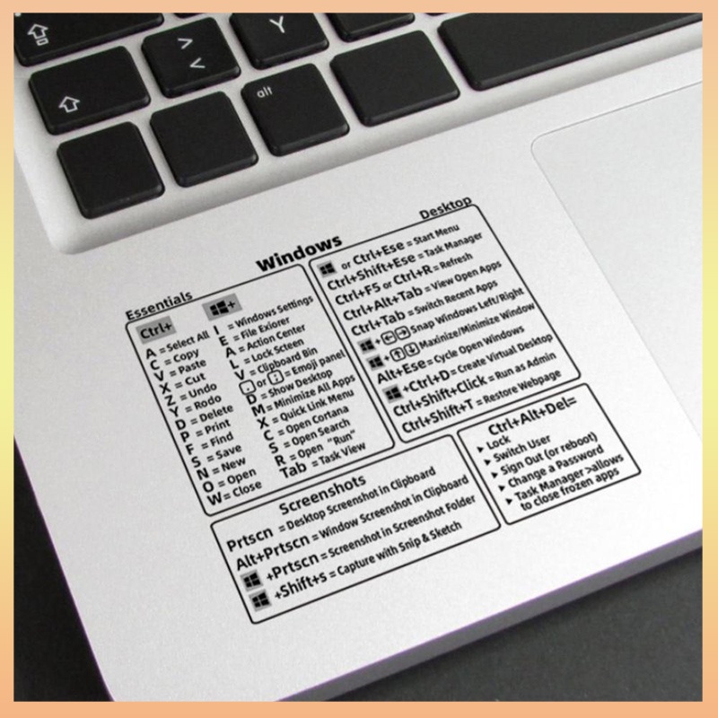 Windows PC Reference Keyboard Shortcut Sticker Adhesive For PC Laptop ...
