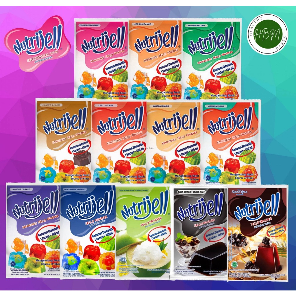 Nutrijell Jelly Powder Sachet REASD TO USE INSTANT (Multiple Flavor ...