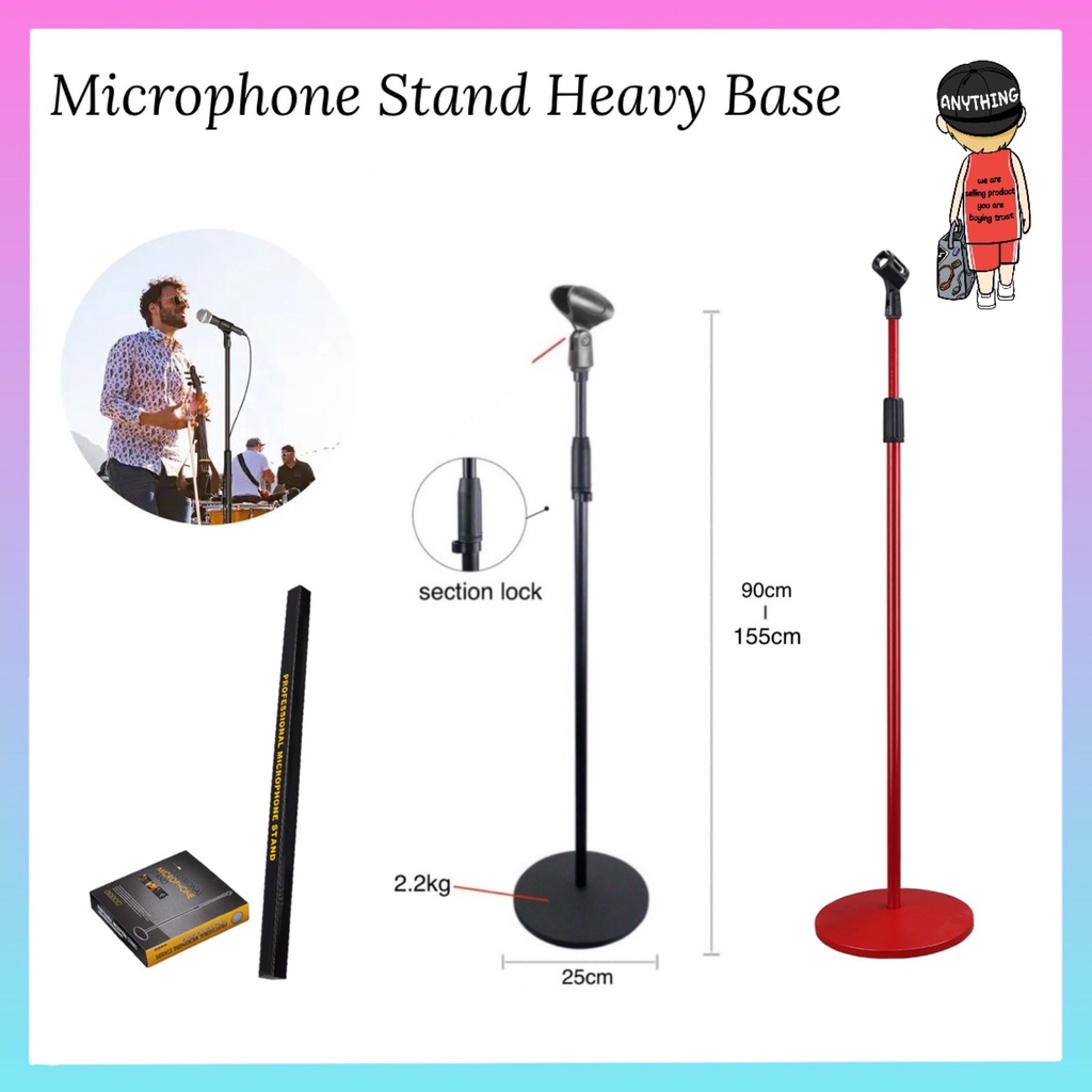 Microphone Stand Heavy Base Mic Stand Compact Base Microphone Floor ...