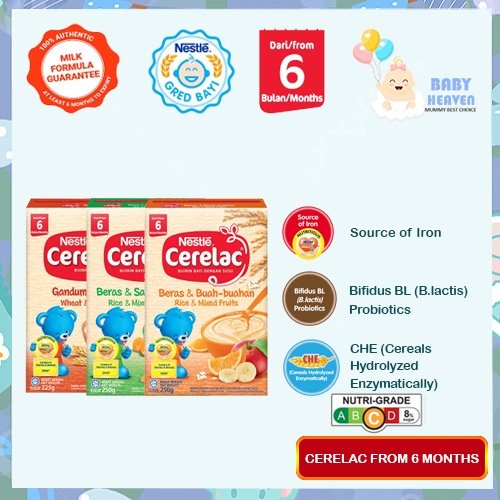 Nestle Cerelac Rice & Mixed Fruit / Rice & Mixed vegetable/ Wheat ...