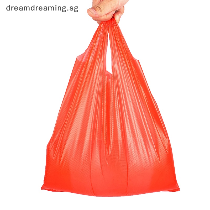 (light) 40/50pcs Red Plastic Bag Supermarket Grocery Shopping Bag ...