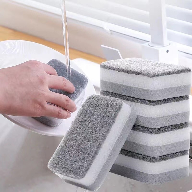 Double-sided Grey Cleaning Spongs Household Scouring Pad Kitchen Wipe ...