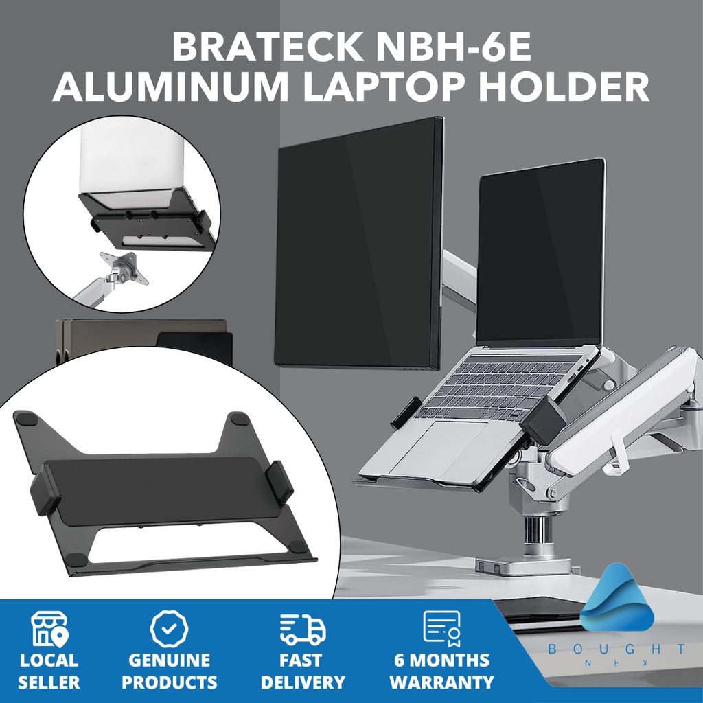 Brateck NBH-6E Aluminum Laptop Holder - Secure Tray for 11-17" Laptops ...