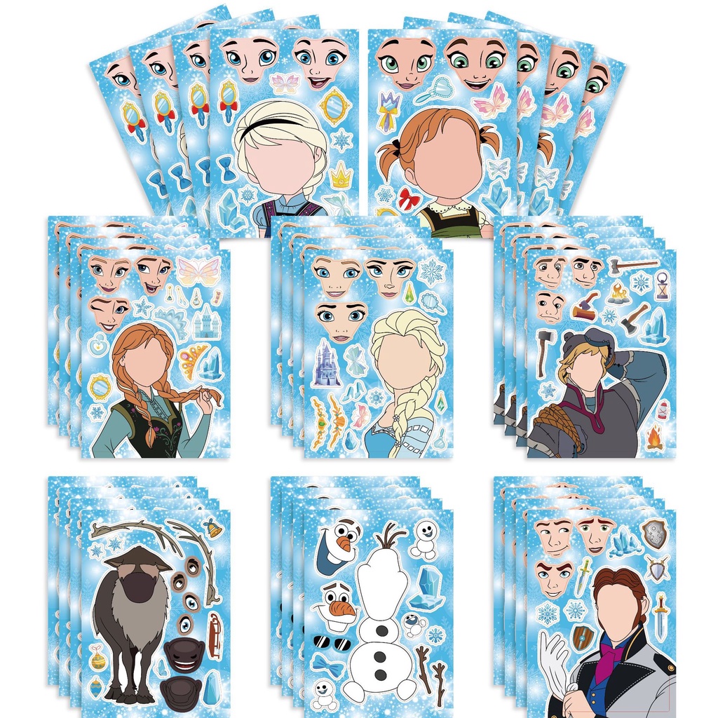 16pcs / Lot Frozen Elsa Anna Theme Make Your Own Face DIY Puzzle ...