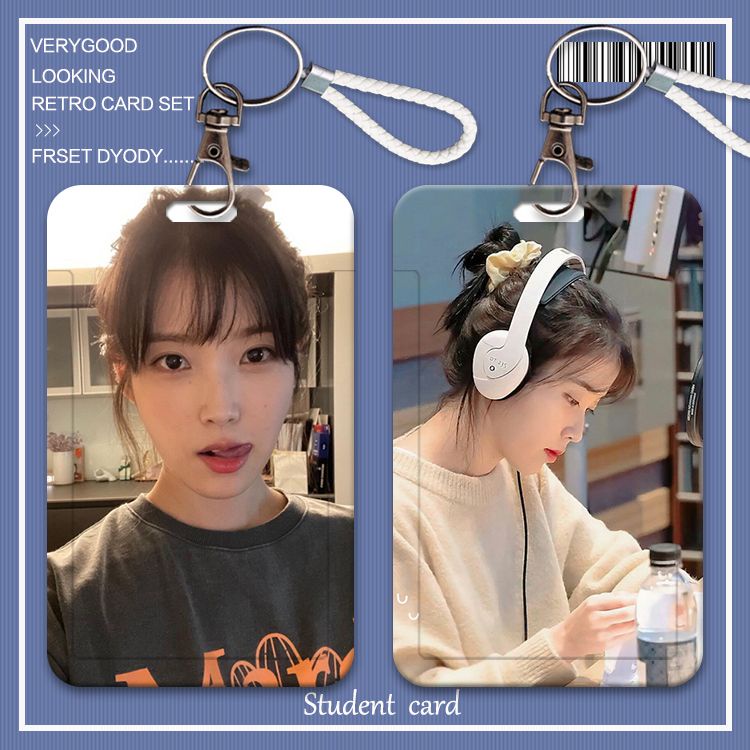 K-pop IU Student Card Cover Girls ID Card Cover Landyard Card Holders ...