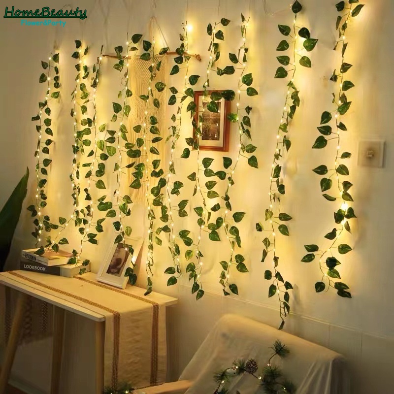 1 String 2.1Meter Artificial Green Leaf Wall Hanging Garland Plants ...