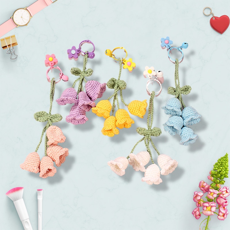 Finished Product Handmade Flower Key Chain Accessories Woven Lily of ...