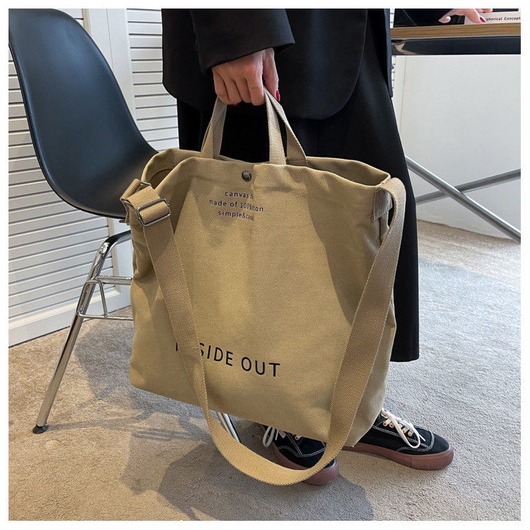 New Vintage Large-Capacity Canvas Bag Women Versatile Tote Bag | Shopee ...