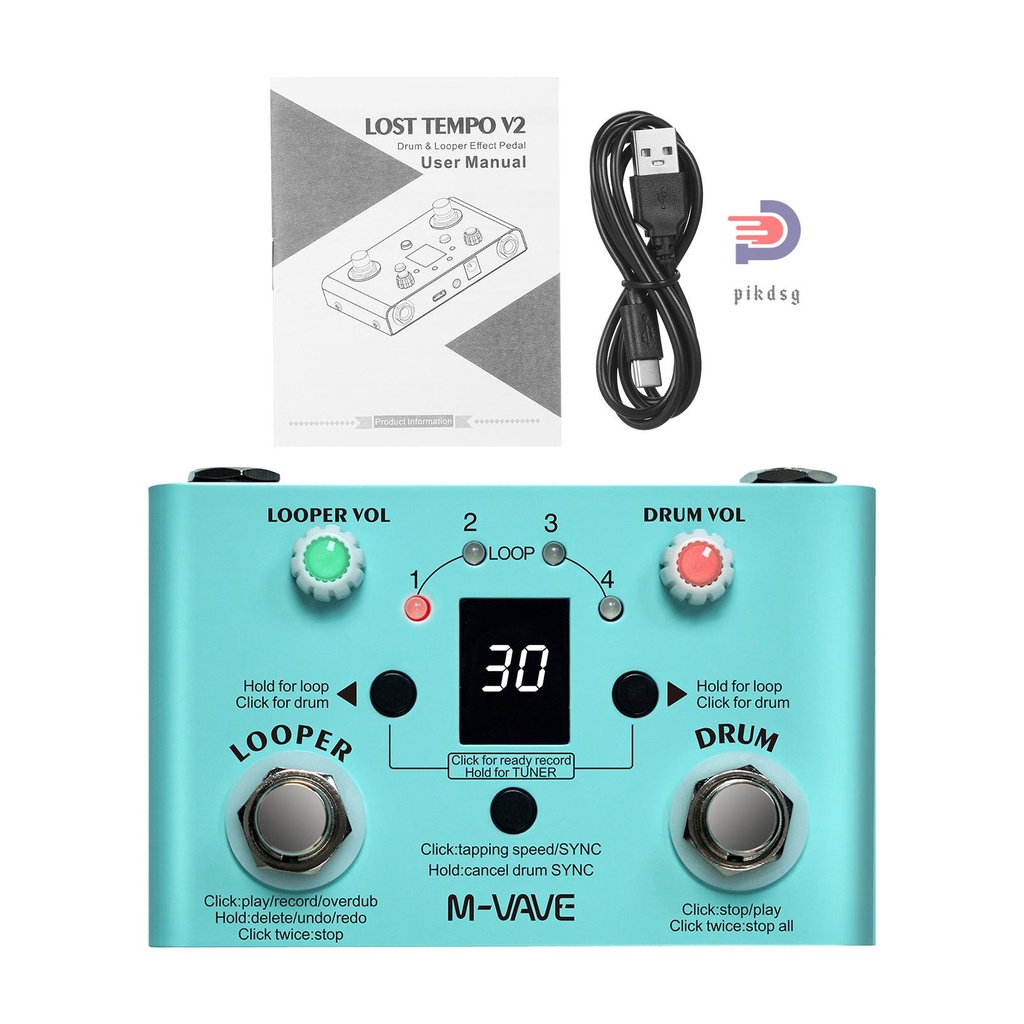 M Vave Lost Tempo Effect Pedal Drum And Looper Effector Mini 2 In 1 0800