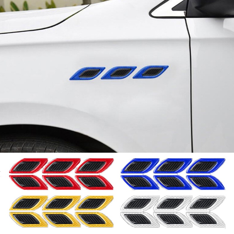 1 Set Of Car Reflective Carbon Fiber Stickers 3D Car Shape Reflective ...