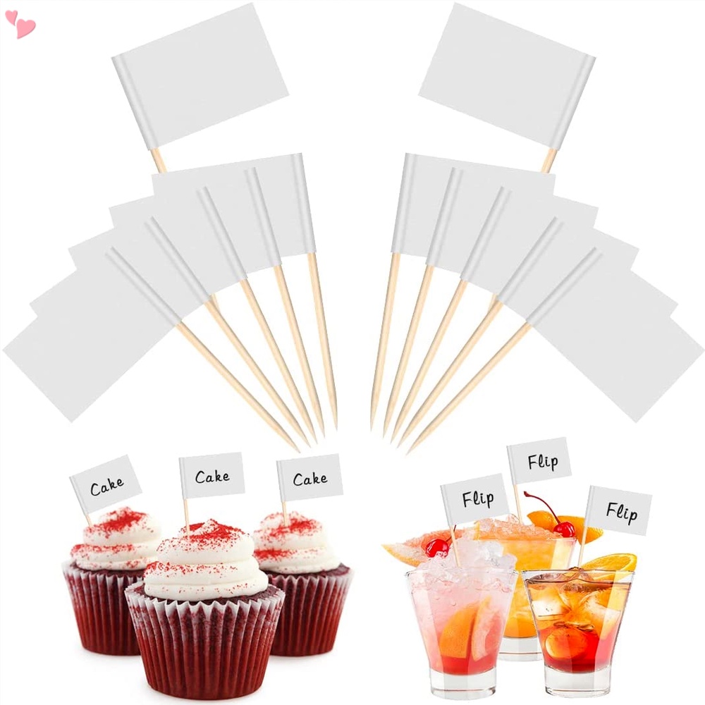 100 Pieces Blank Toothpick Flags,cupcake Toppers Appetizers Flag,DIY ...