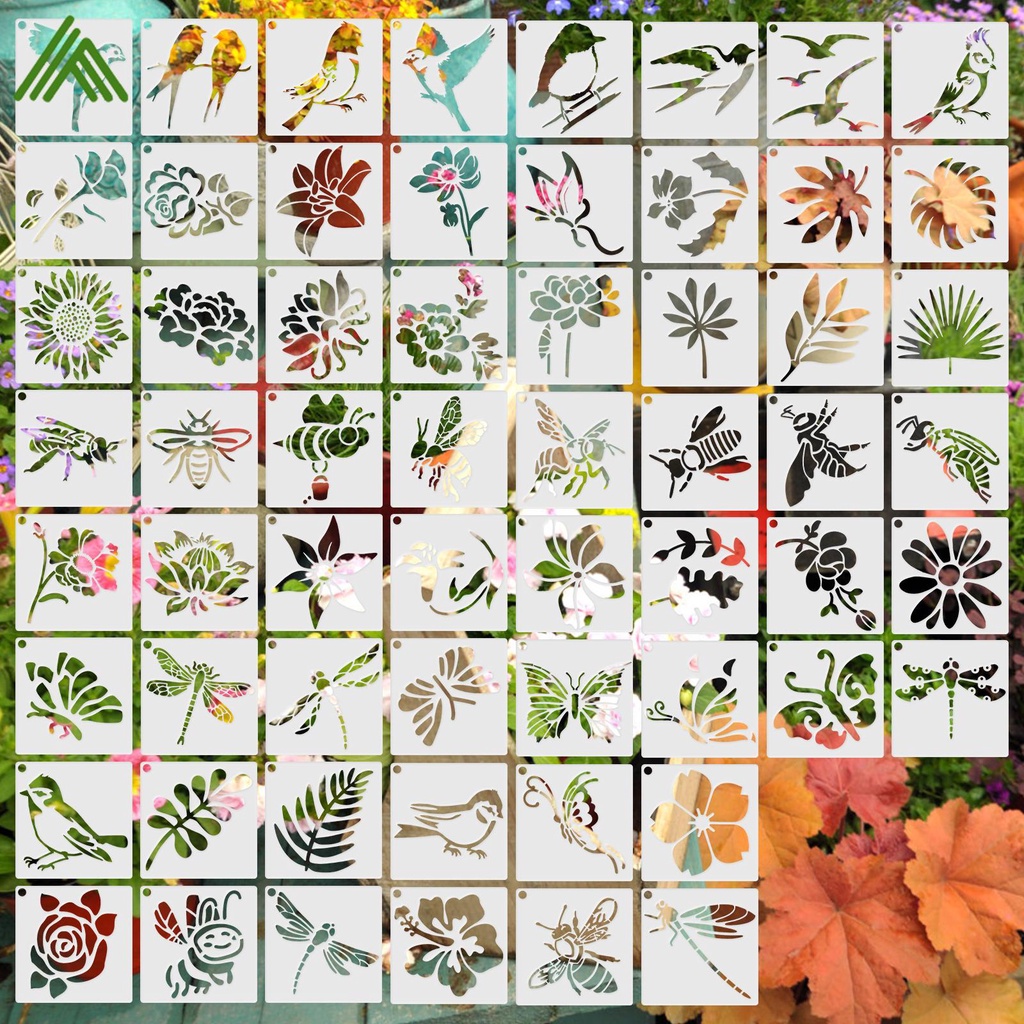 60 Pcs Painting Stencils on Wood Canvas Reusable Stencil Art Template ...