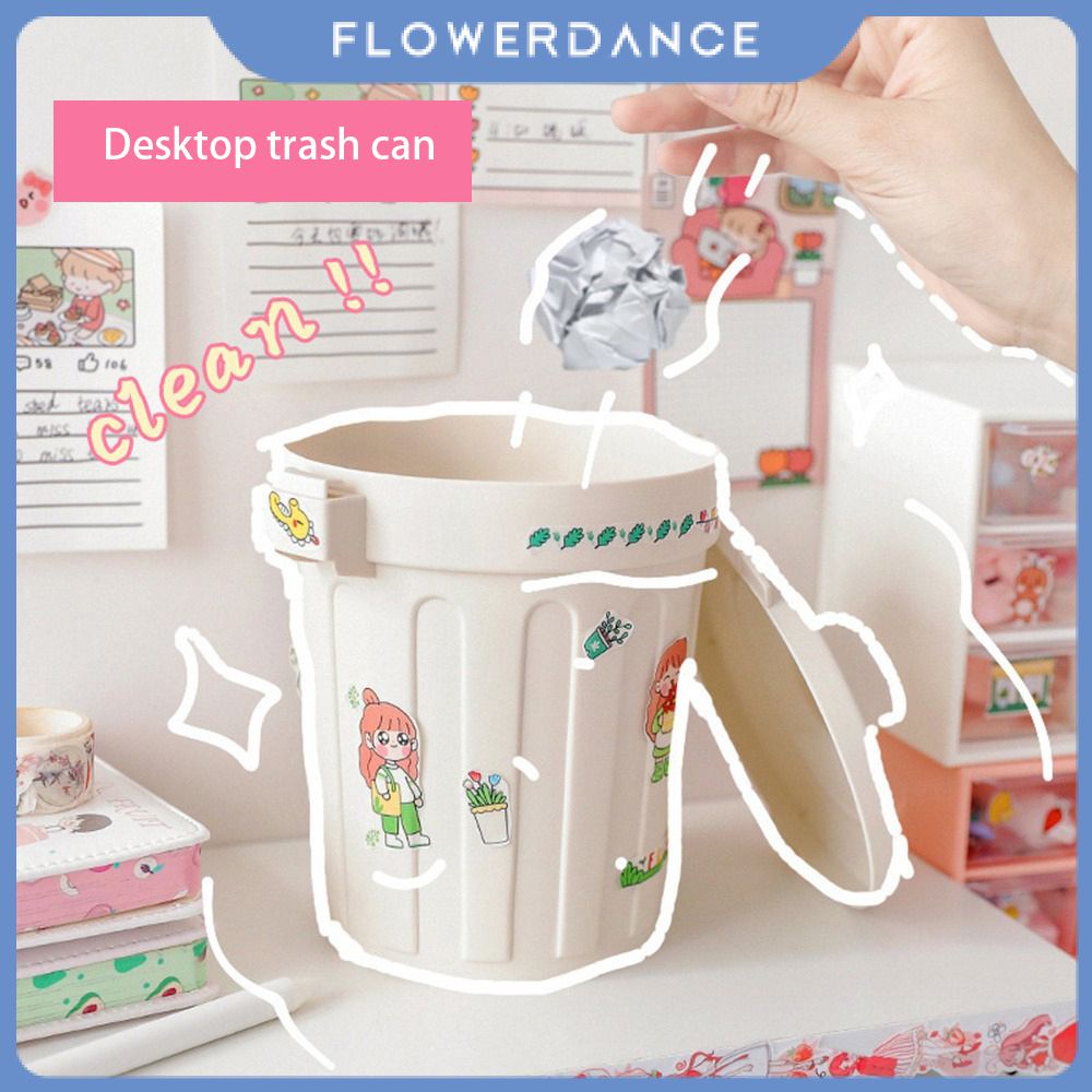 Cute Mini Small Desktop Trash Can Waste Bins Home Table Plastic Trash ...