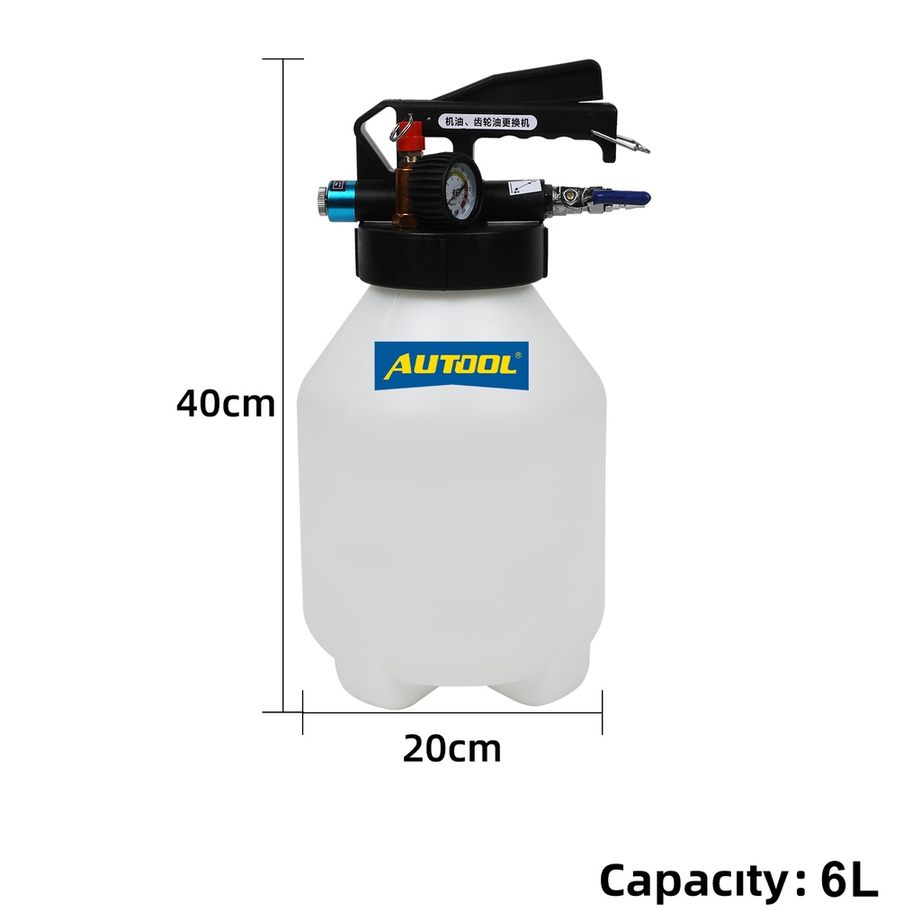 AUTOOL 6L/8L/10L Pneumatic Brake Bleeder Pumping Fluid Pump Kit Oil Change Purge Tank Tubes ...