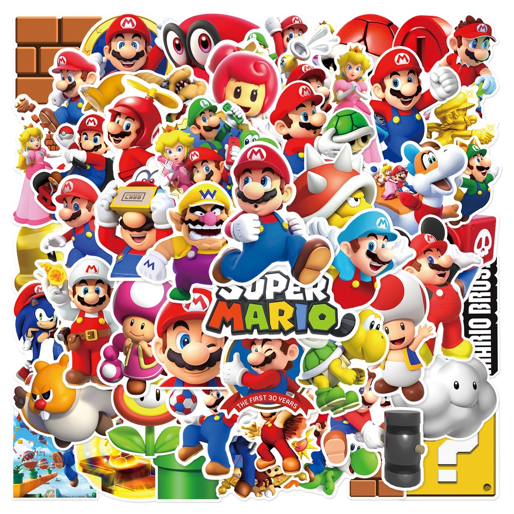 SUPER MARIO Series 50 pcs Waterproof Non Repeating Stickers Pack [C ...