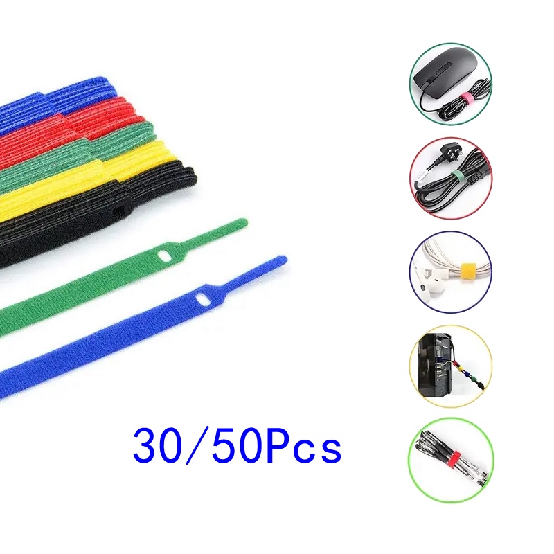 30/50 Pcs Releasable Cable Ties Colored Plastics Reusable Cable Ties ...