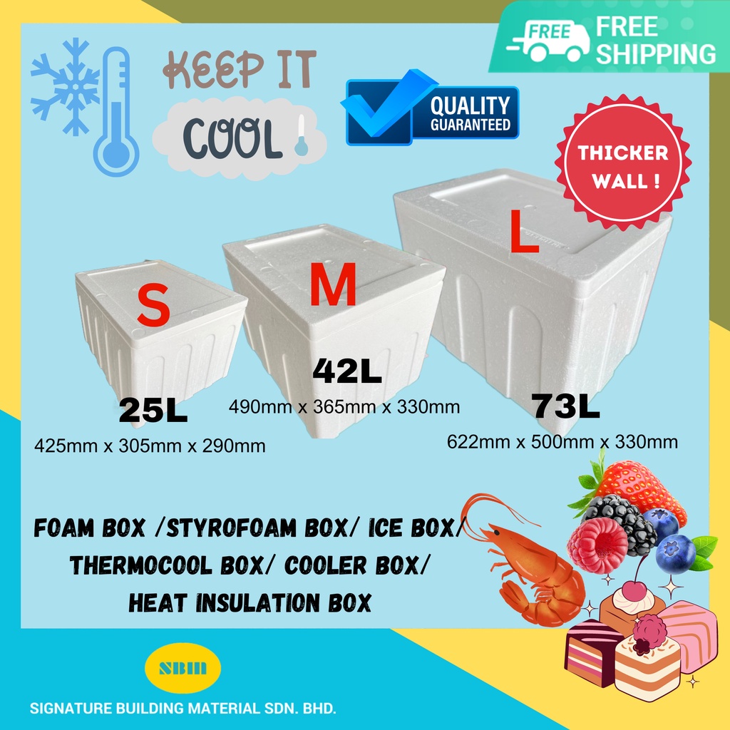 25L/42L/73L THICK Polyfoam Cooler box/ Foam box/ Polystyrene box ...