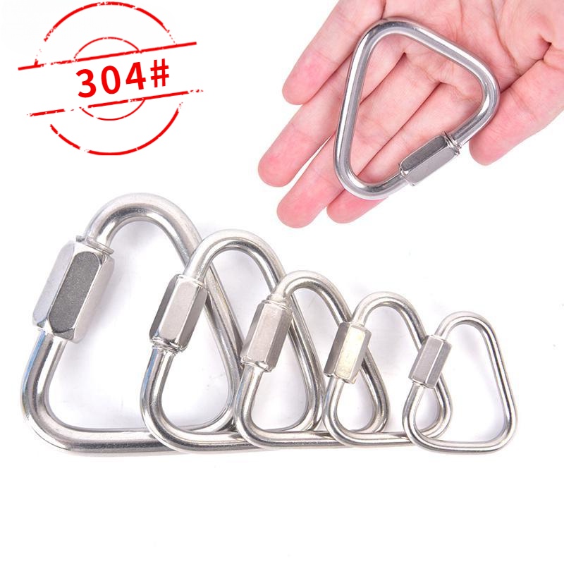 [HOT] Triangle Carabiner Stainless Steel Keychain Snap Clip Hook Buckle ...